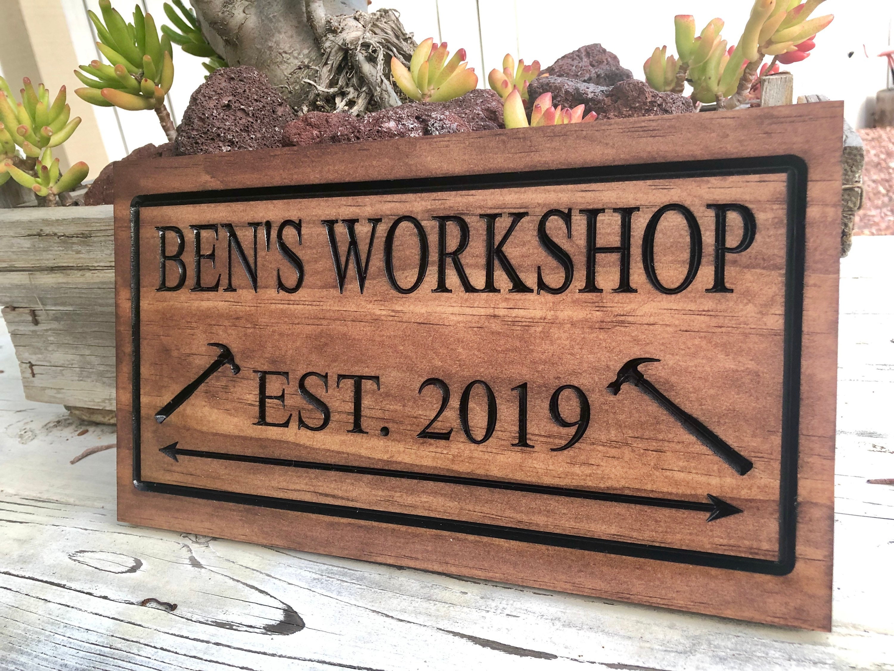 Workshop, Wood Shop, Garage Sign Rustic Vintage Style Sign Man Cave ...