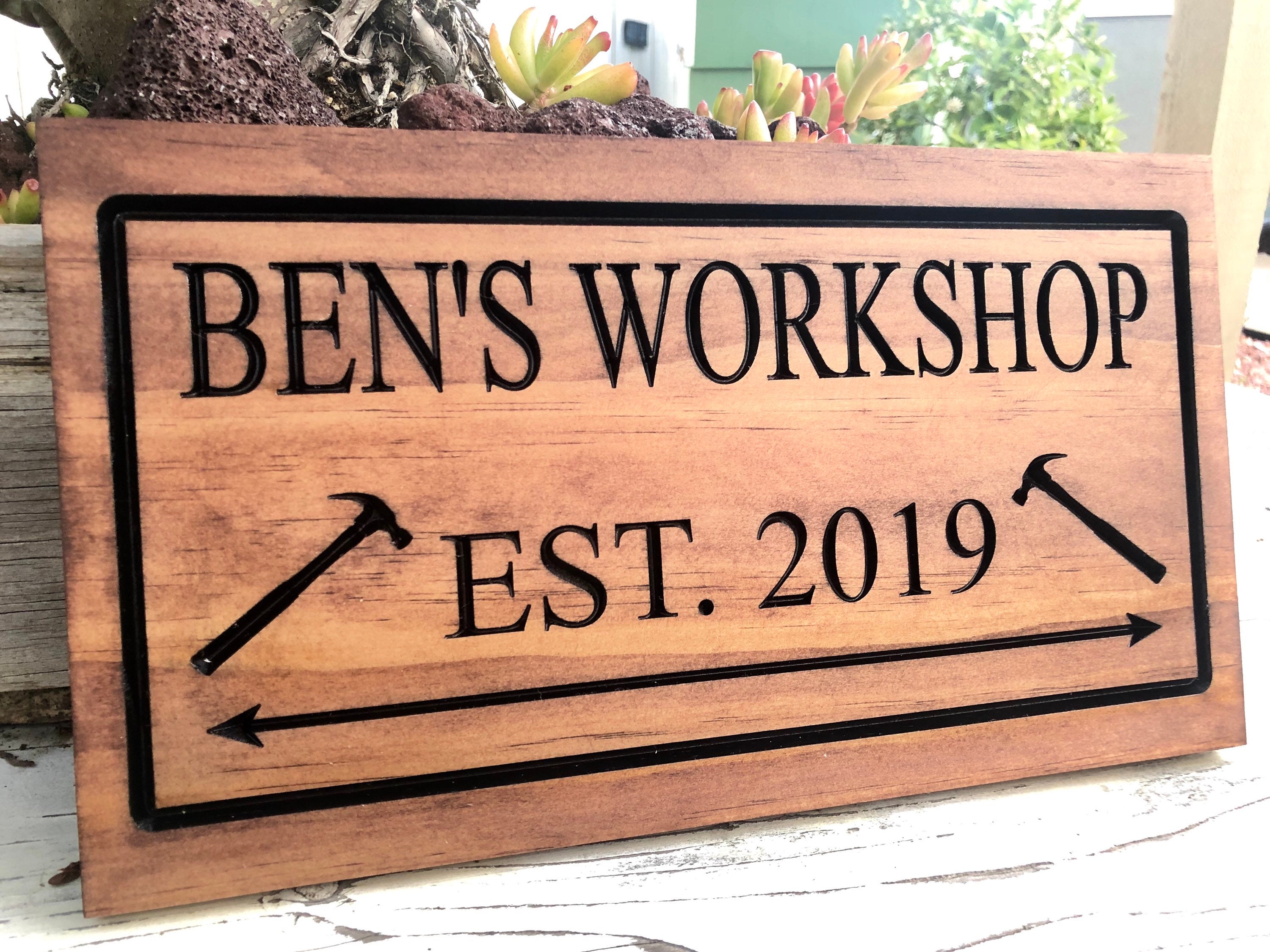 Workshop, Wood Shop, Garage Sign Rustic Vintage Style Sign Man Cave ...