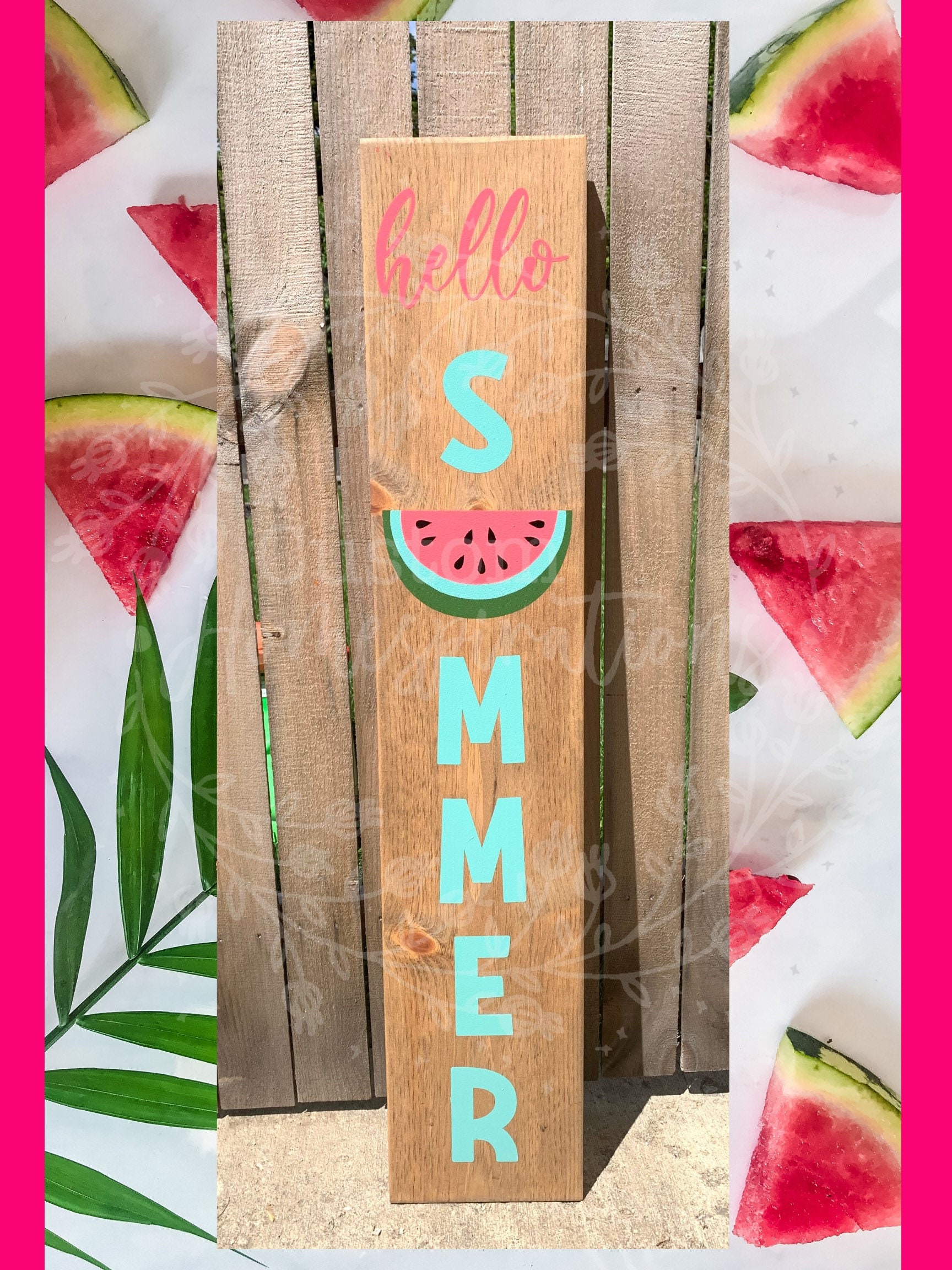 Hello Summer With Watermelon Porch Sign Outdoor Porch Sign Etsy