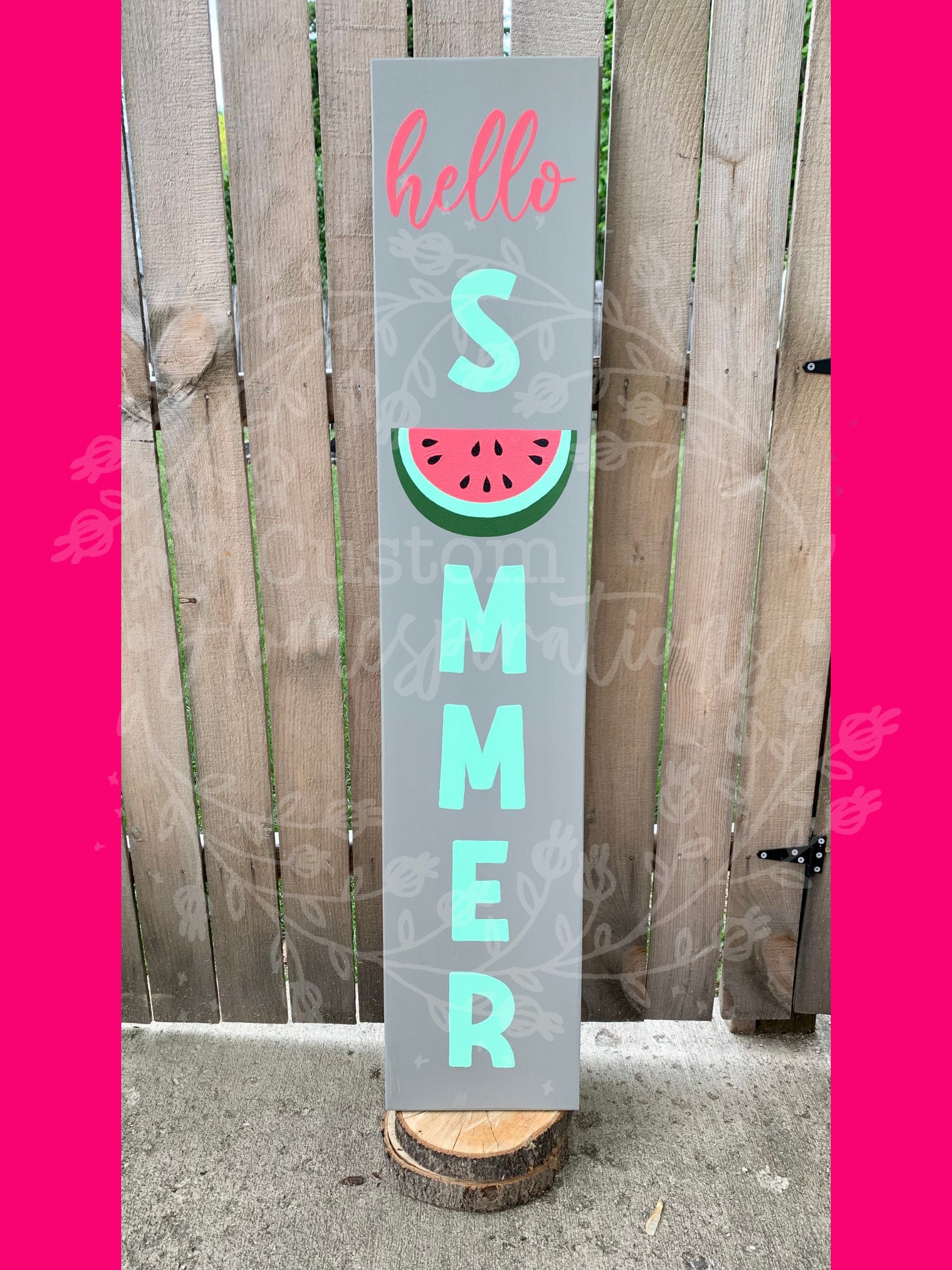 Hello Summer With Watermelon Porch Sign Outdoor Porch Sign Etsy