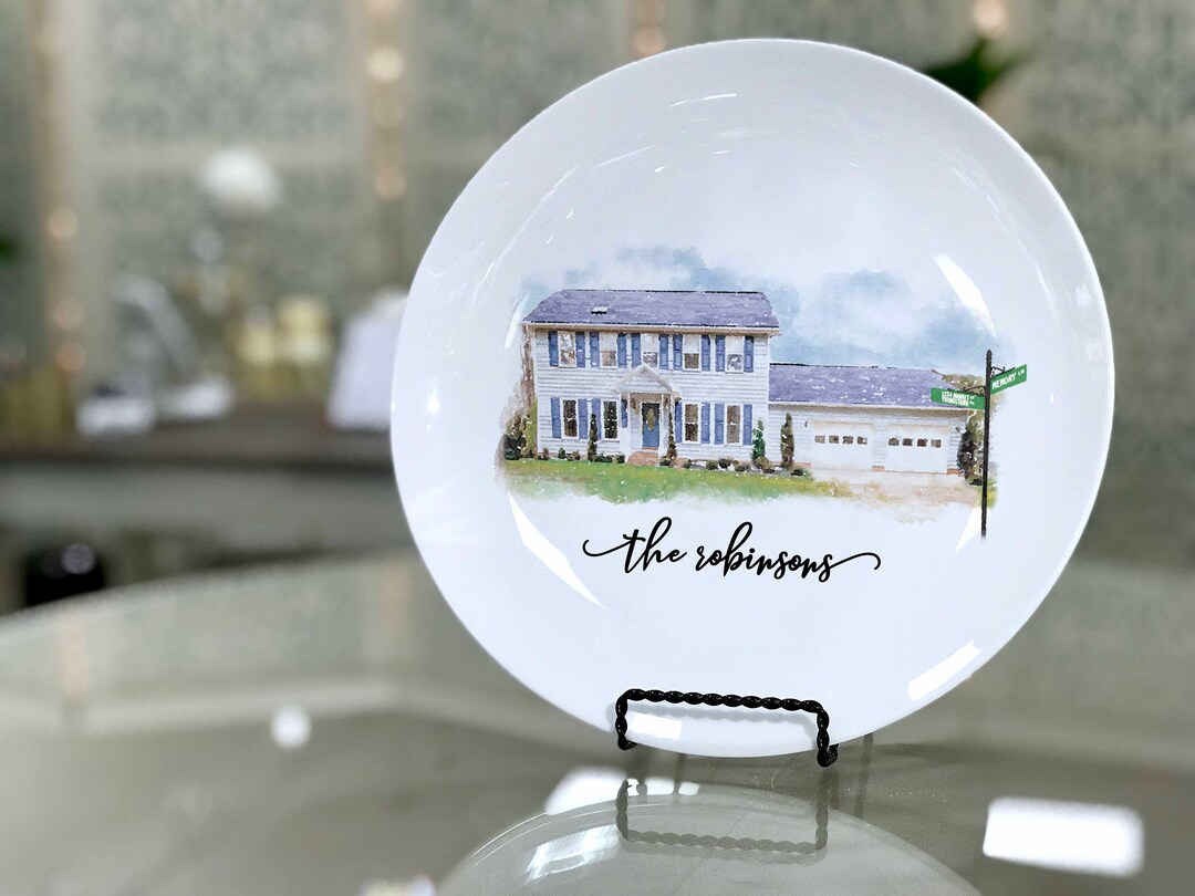 House Platter, Housewarming Gift, Watercolor House Platter, House Gift ...