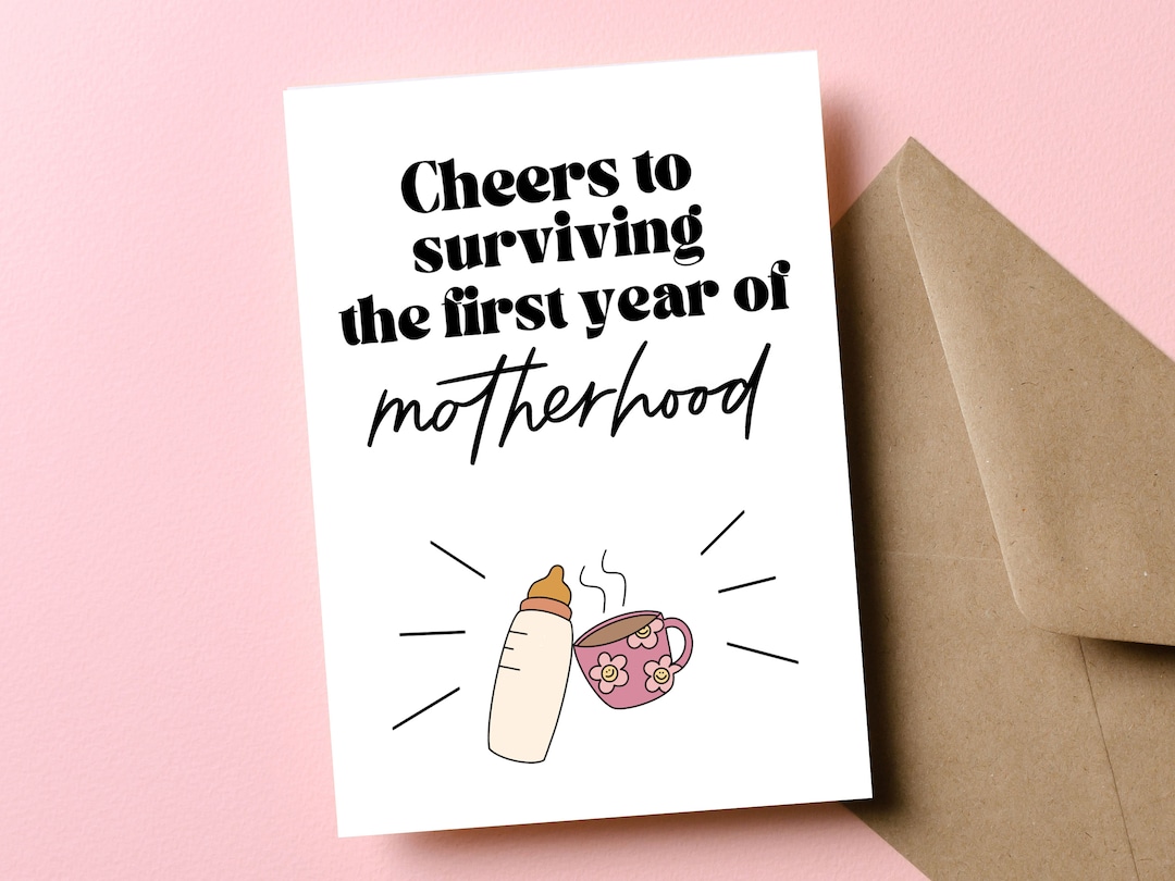 Funny First Birthday Card, 1st Birthday, New Mom Gift, Cheers to ...