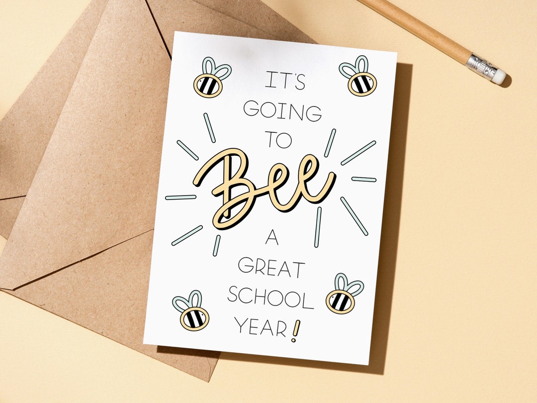 First Day of School, Card for Teacher, Bee Theme Card, Kid's Back to ...