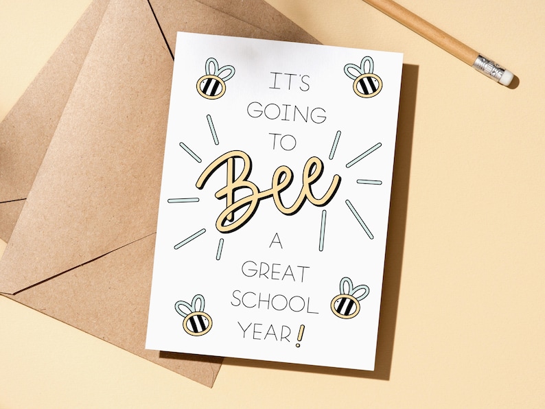 Bee Theme First Day of School Card: Teacher or Student Gift - Etsy