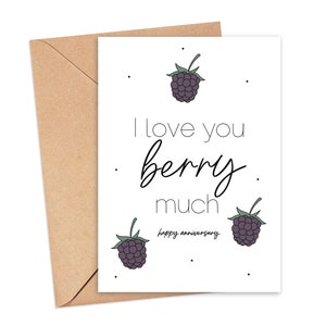 Fruit 4th Anniversary Card: Punny 'I Love You Berry Much' Gift - Etsy