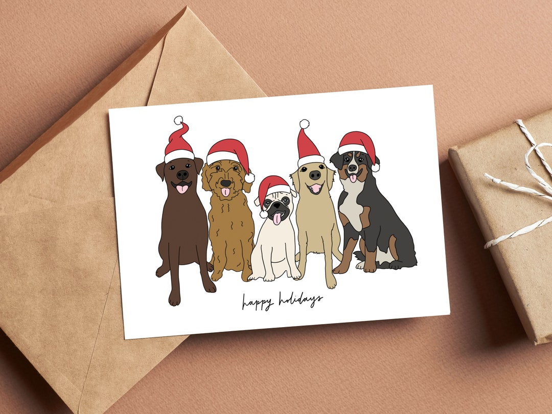 Dog Christmas Card: Holiday Pet Owner Gift, Variety of Dogs - Etsy