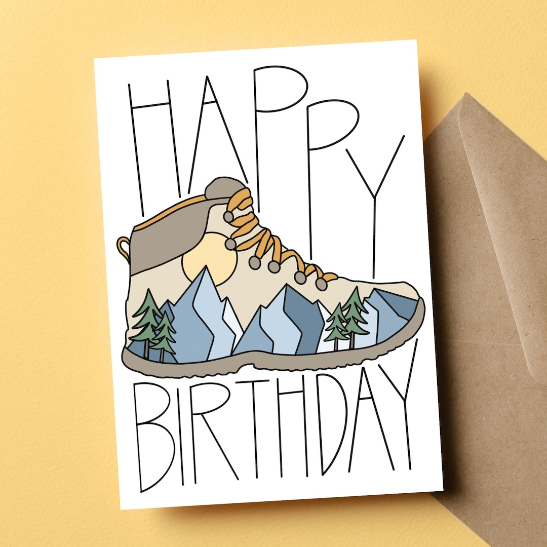 Hiking Birthday Card, Outdoor Birthday Card, Happy Birthday With Hiking ...