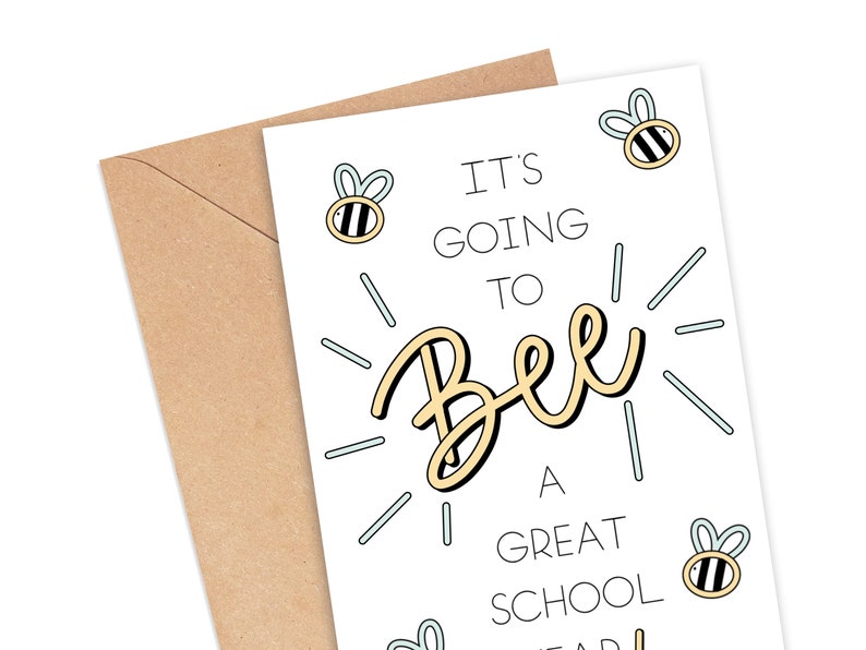 Bee Theme First Day of School Card: Teacher or Student Gift - Etsy