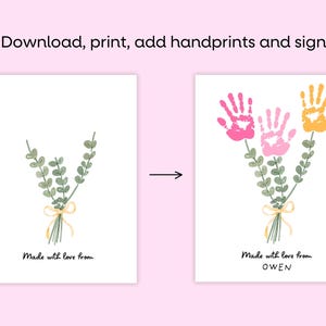 Mother's Day Handprint Art: Flower Bouquet Gift (digital Download) - Etsy