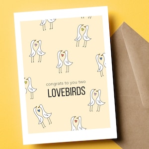 Lovebirds Wedding Card: Congrats Engagement, Bridal Shower - Etsy
