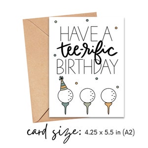 Gift for Golfer, Have a Tee-rific Birthday Card, Golf Birthday Card ...