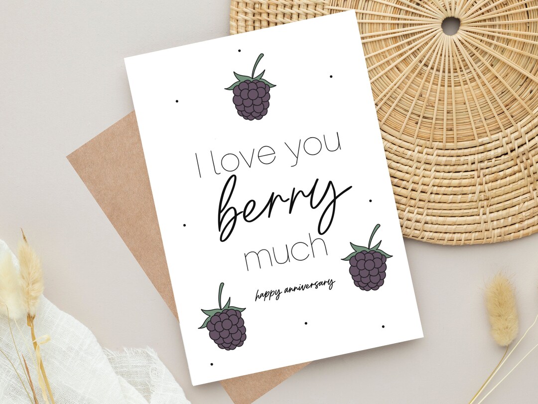 Happy Anniversary Card, Fruit Anniversary Card, 4th Wedding Anniversary ...