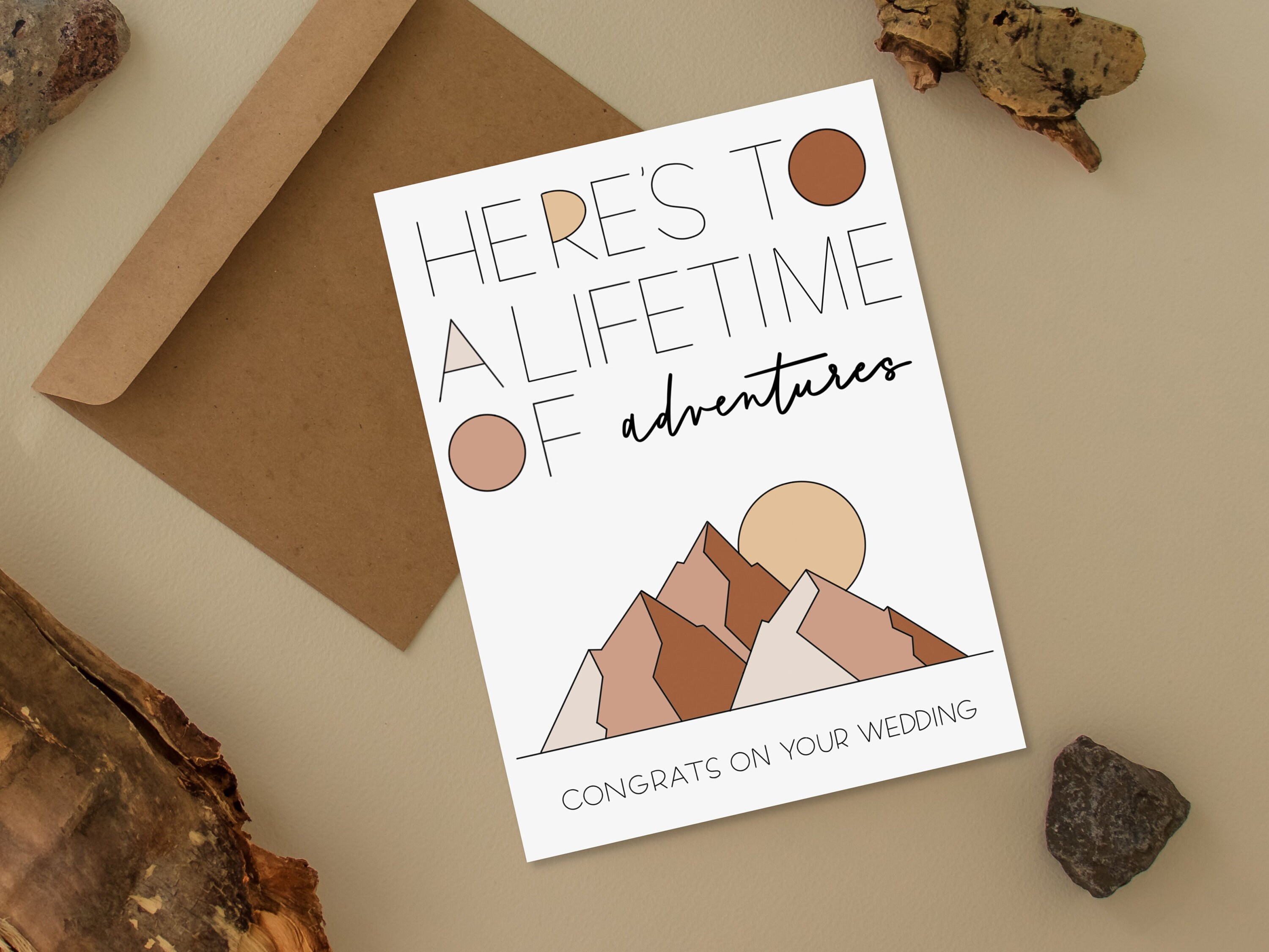 Mountain Wedding Card Congrats Wedding Card Here's to a - Etsy