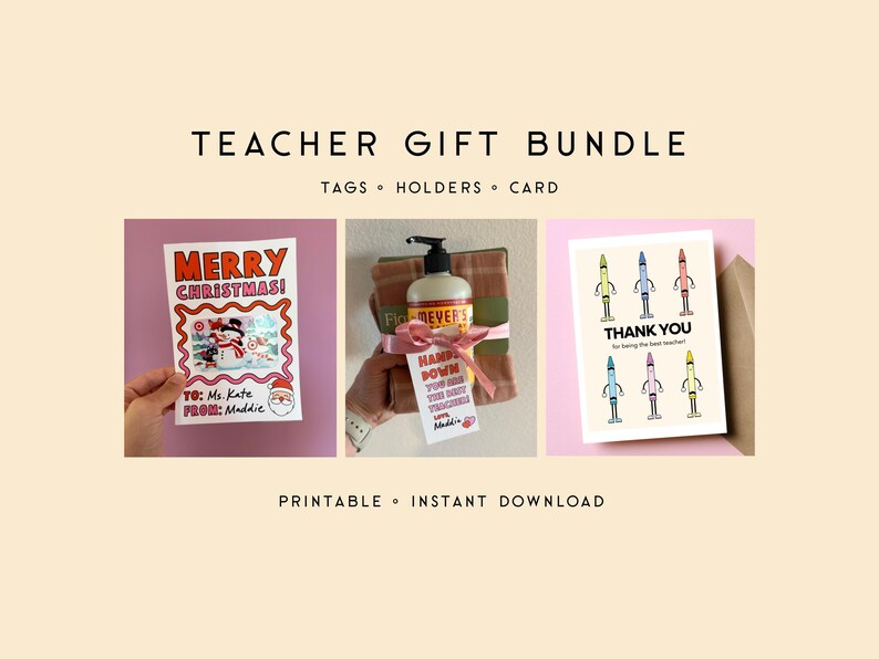 Teacher Gift Tag & Card Bundle | Printable Teacher Appreciation, Gift ...
