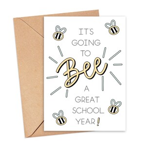 First Day of School, Card for Teacher, Bee Theme Card, Kid's Back to ...