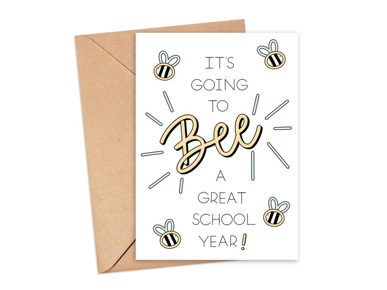 Bee Theme First Day of School Card: Teacher or Student Gift - Etsy