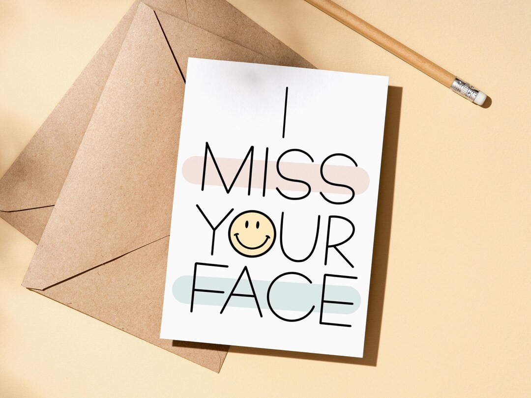 I Miss You Card - Smiley Face Design, Long Distance Gift, I Miss Your ...