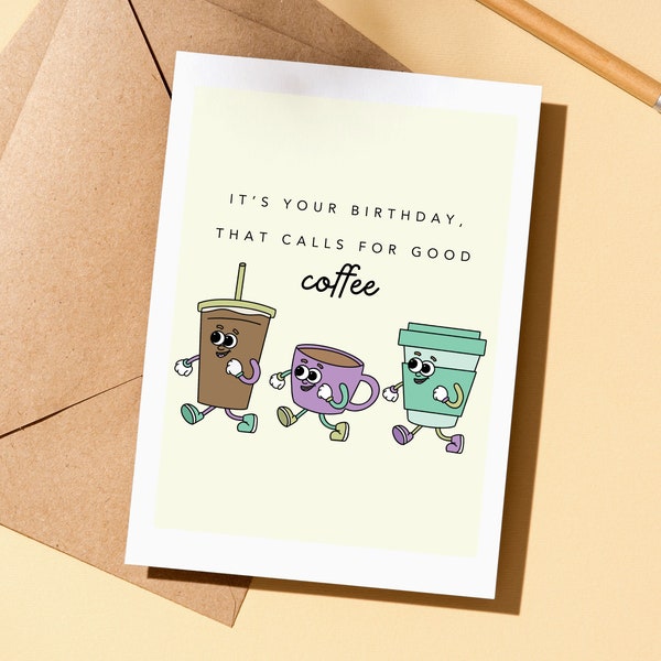 Coffee Birthday Card - Etsy