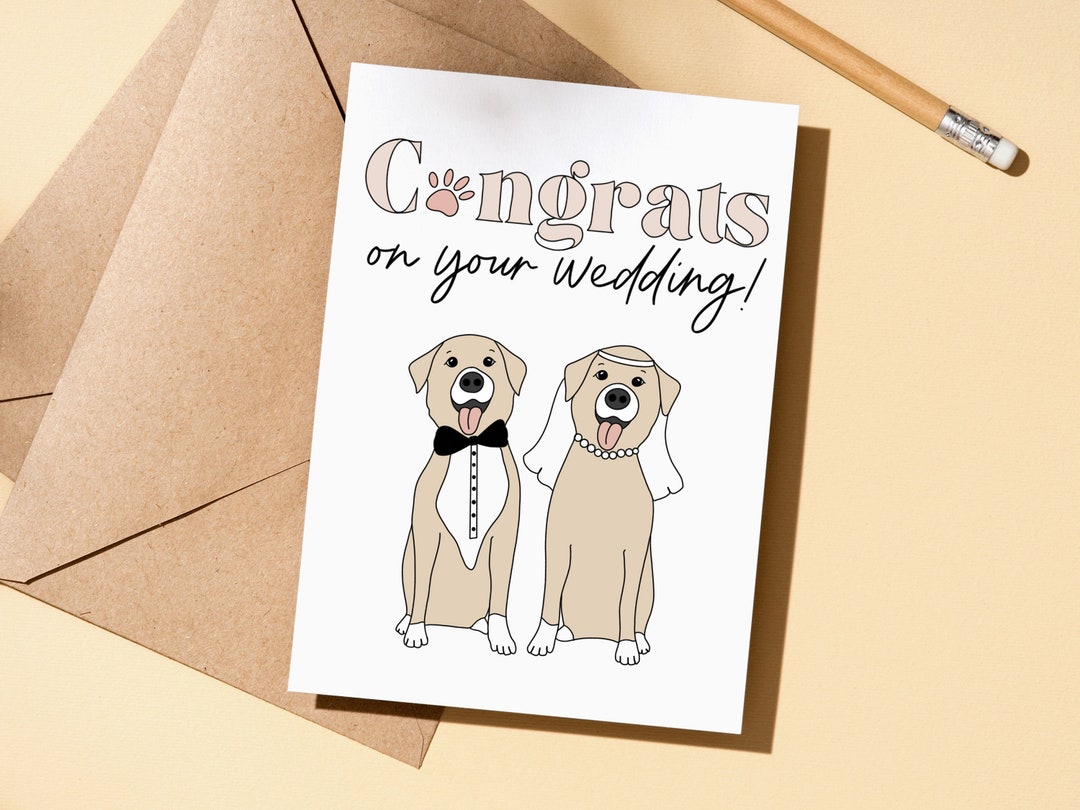Bride and Groom Card, Dog Wedding Card, Congrats Card for Wedding, Card for Dog Lover, Dog Lover ...