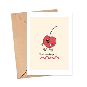 Thank You Cards, Thank You Cherry Much, Cute Cherry Cartoon, Cherry ...