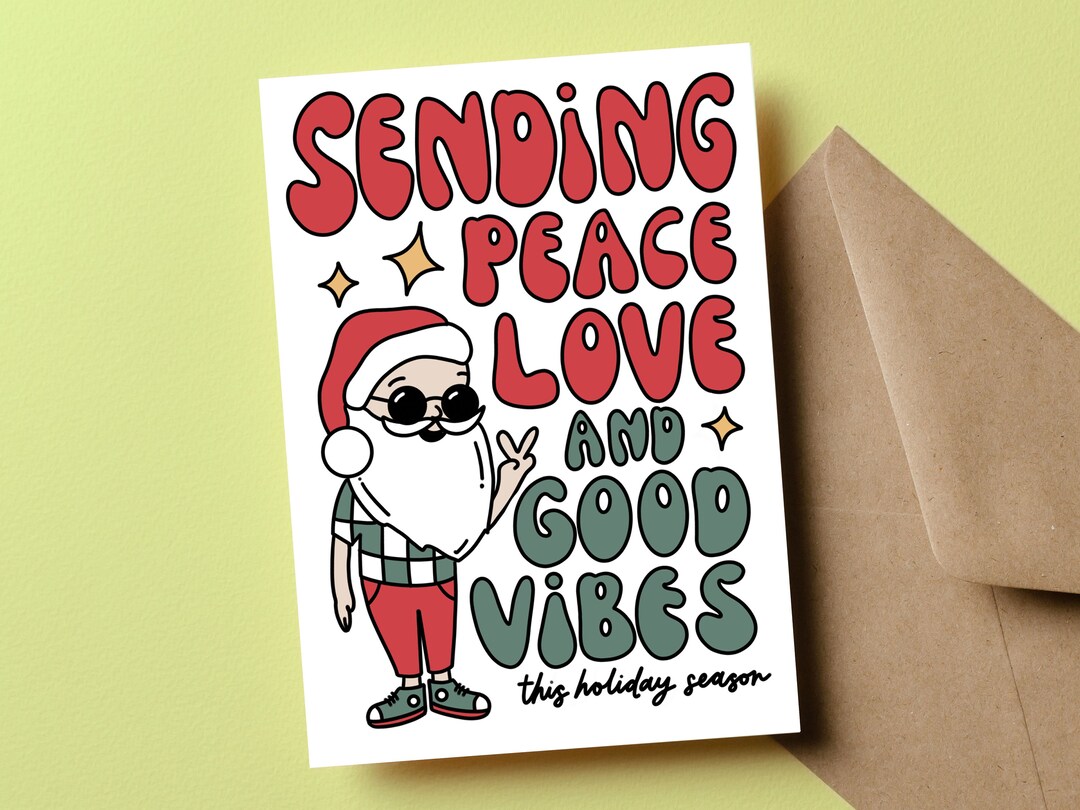 Groovy Christmas Card, Retro Santa, Good Vibes Christmas, Funny ...
