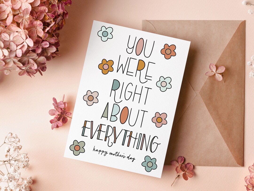 Funny Mother's Day Card, You Were Right About Everything, Card From ...