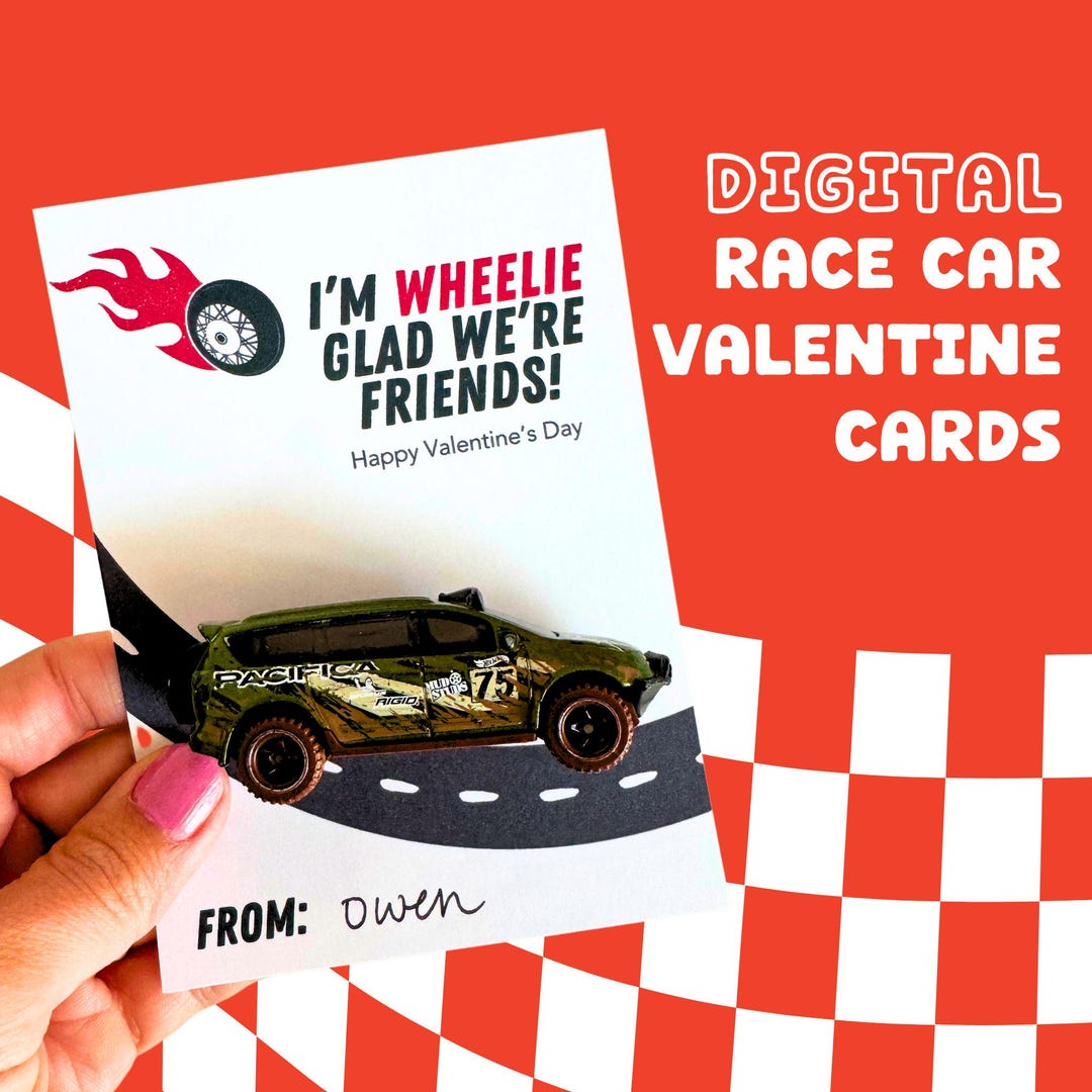 Printable Race Car Valentines, Cute Valentine Cards, Preschool ...