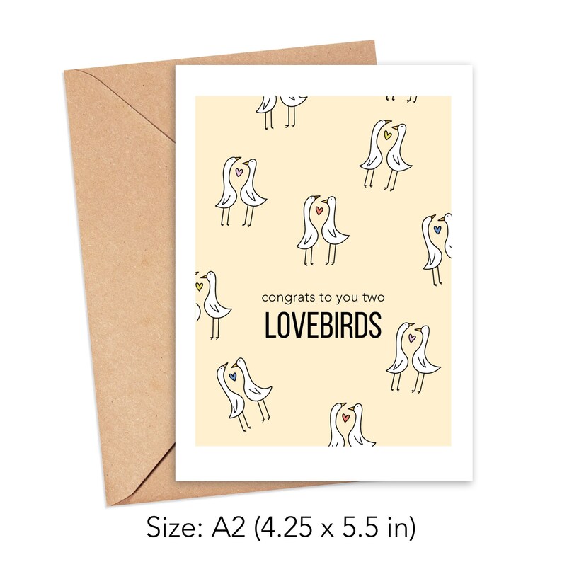 Lovebirds Wedding Card: Congrats Engagement, Bridal Shower - Etsy