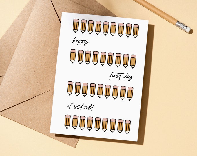 Back to School Card, First Day of School, Card for Teacher, Retro ...