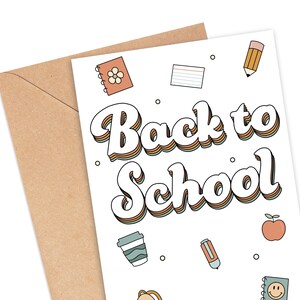 Back to School Card, First Day of School, Card for Teacher, Retro ...