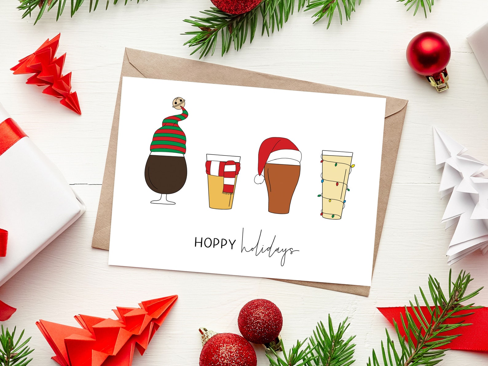 Funny Christmas Card Beer Christmas Card Happy Holidays Card - Etsy