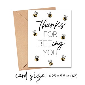 Thanks for Being You Card, Bee Card, Bumble Bee, Teacher Appreciation ...