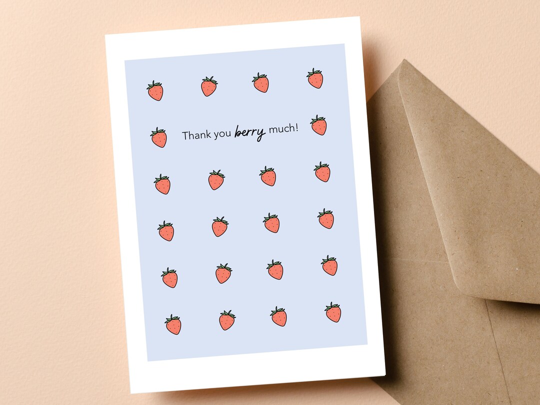 Thank You Cards, Thank You Berry Much, Strawberry Gifts, Thank You ...