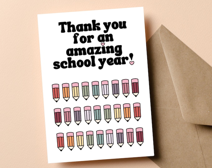 Back to School Card, First Day of School, Card for Teacher, Retro ...