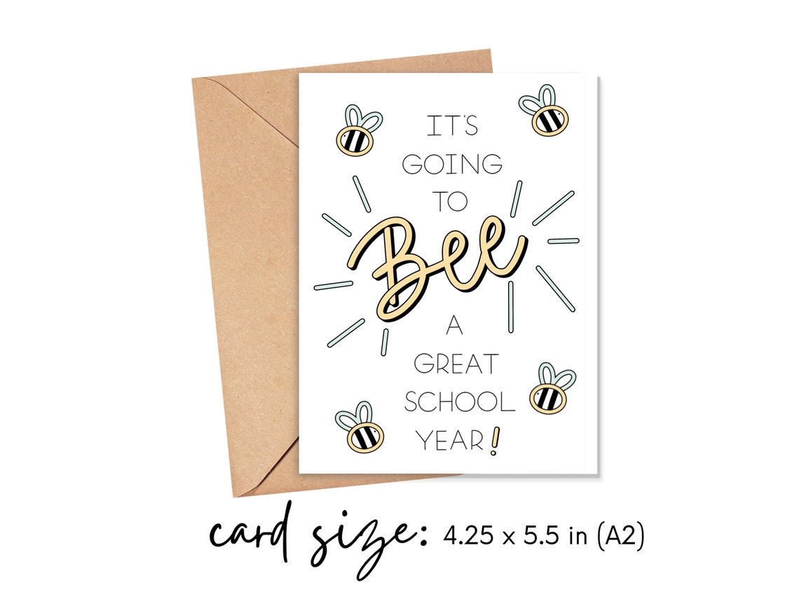 Bee Theme First Day of School Card: Teacher or Student Gift - Etsy