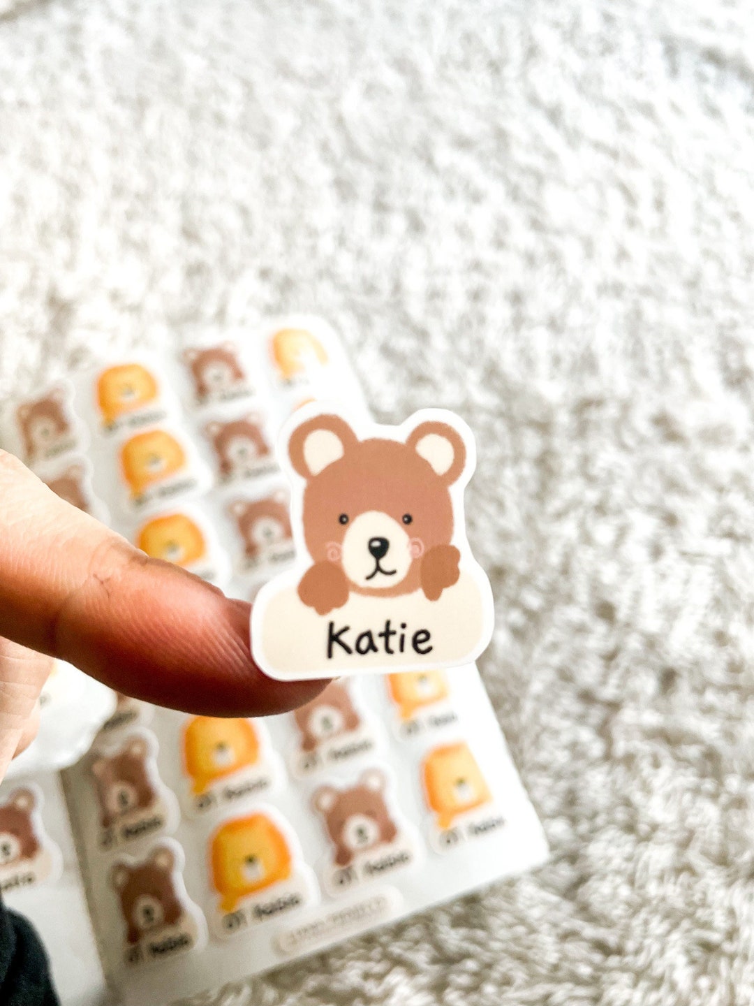 BEAR Kid's Name Stickers | 48 Kid's Label Stickers | Daycare Label ...
