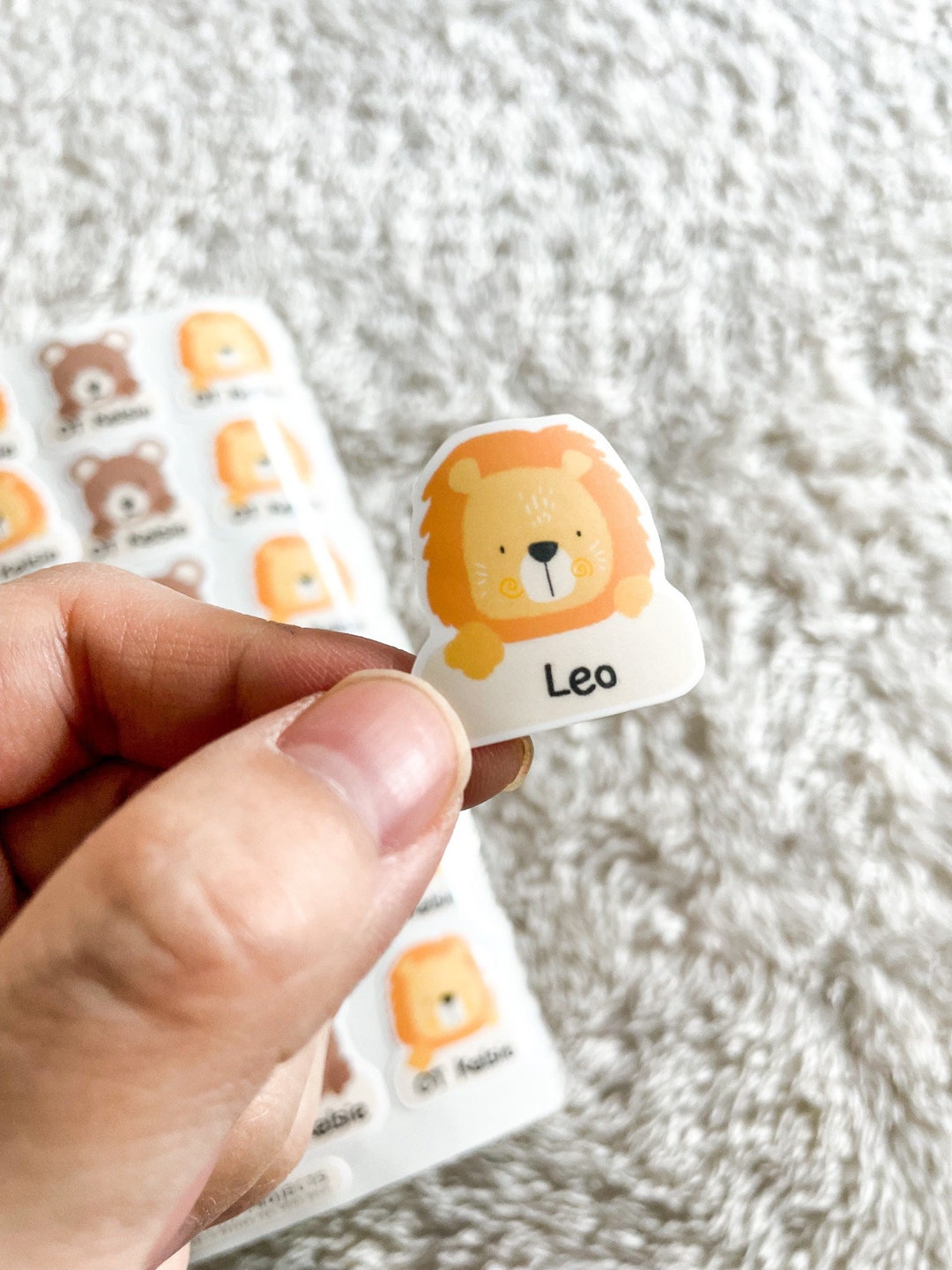 Lion Name Stickers | 48 Kid's Name Label Stickers | Label Sheet ...