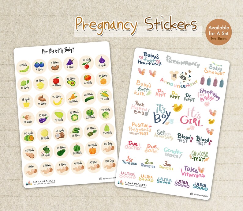 Baby Sizes Stickers Baby Bump Stickers Pregnancy Sticker - Etsy
