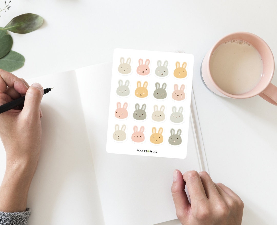 Bunny Stickers Bunny Face Stickers Transparent Sticker Sheet Planner ...