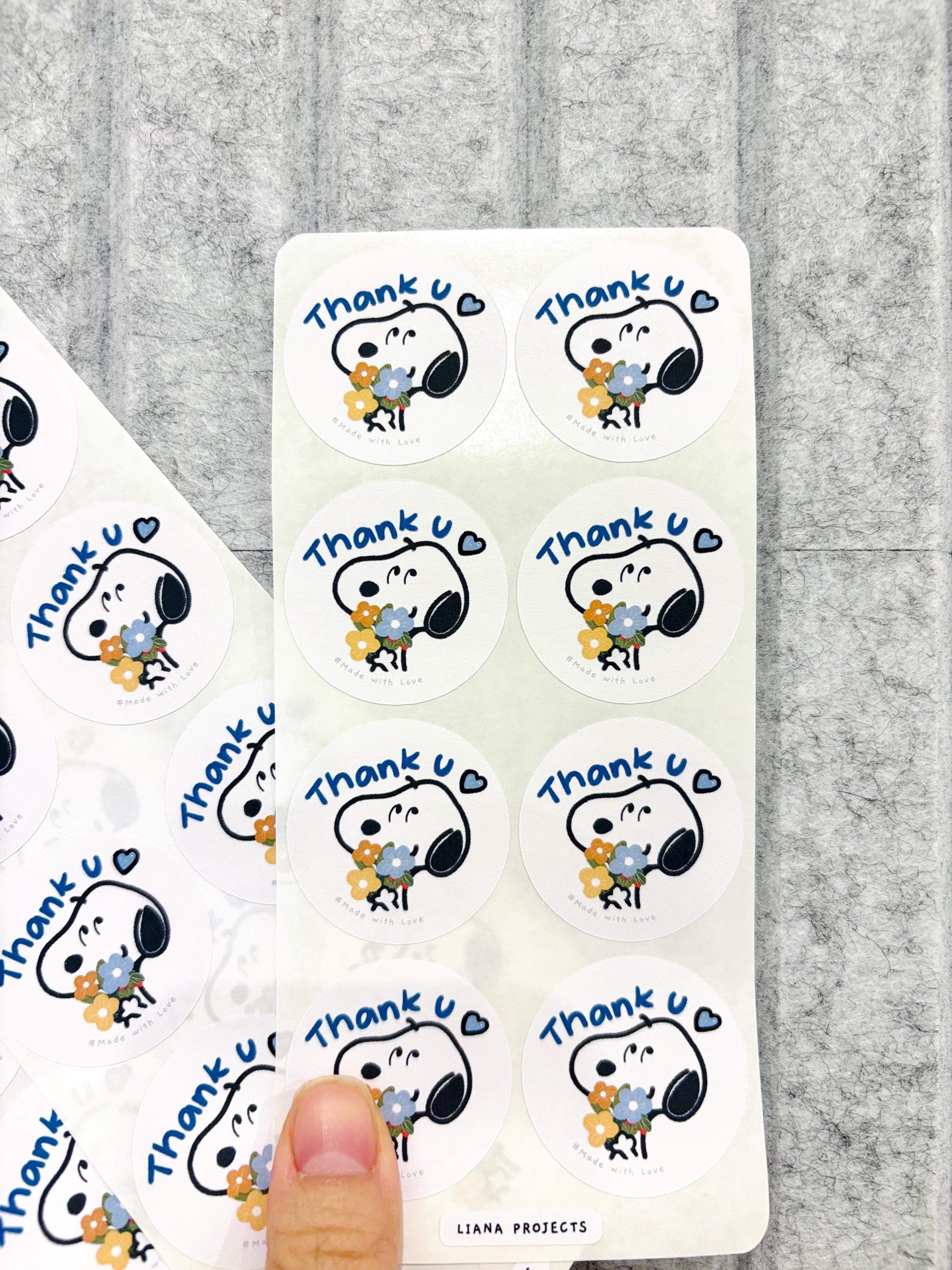Snoopy Thank You Stickers Circle Sticker Small Business Owner Packing ...