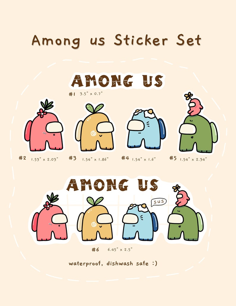 Among Us Sticker Set Among Us Vinyl Sticker Laptop - Etsy