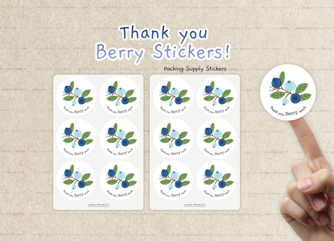 Thank You Berry Much Stickers | Blueberry Sticker | Small Business ...