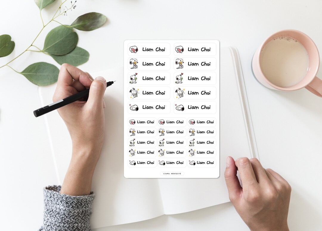 Snoopy Name Sticker | Name Sticker Label for School | Kid's Name ...