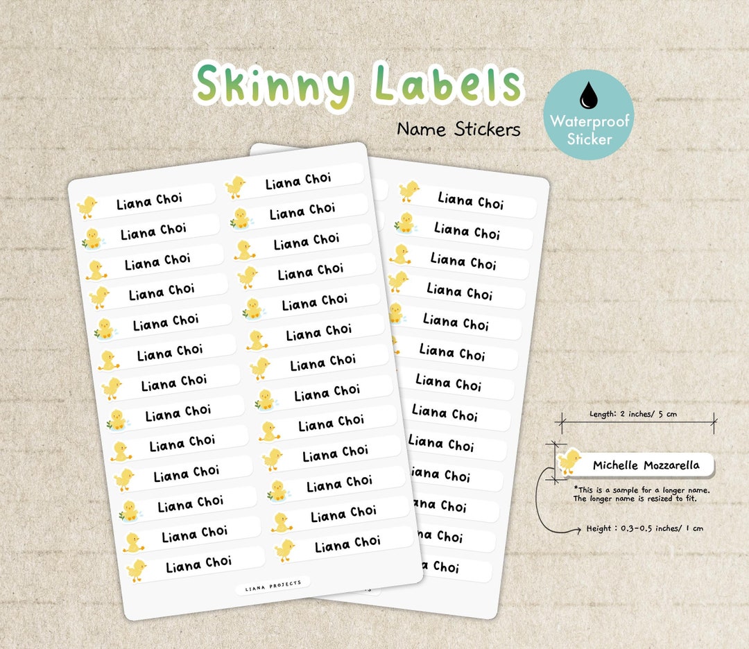 Skinny Longer Label | 52 Kid's Name Label Stickers | Daycare Label ...