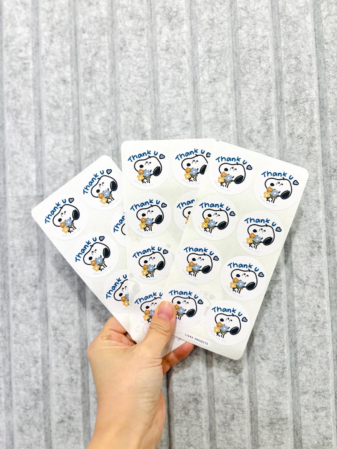Snoopy Thank You Stickers Circle Sticker Small Business Owner Packing ...