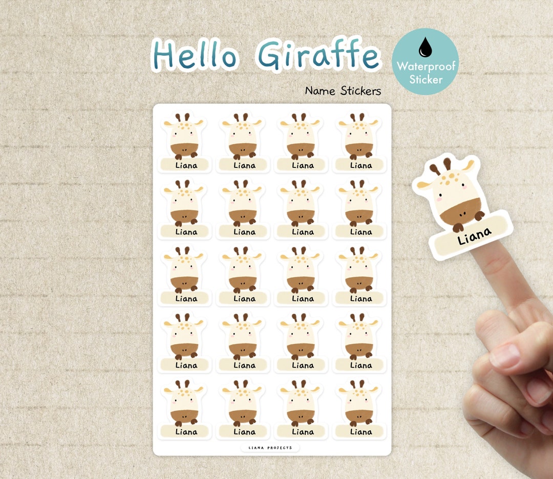 Personalized Griaffe Name Labels for Kids | Waterproof Daycare & School ...
