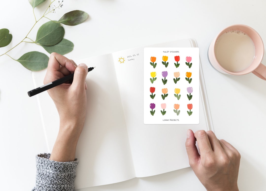 Tulip Stickers Flower Stickers Transparent Sticker Sheet - Etsy