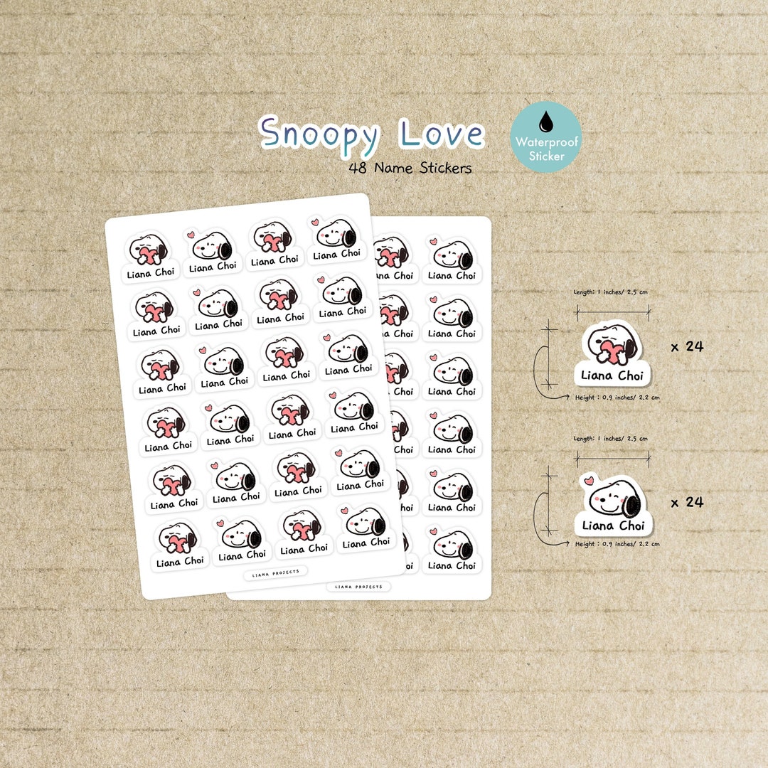 Snoopy Face Name Sticker | 48 Kid's Name Stickers Label | Daycare Label ...