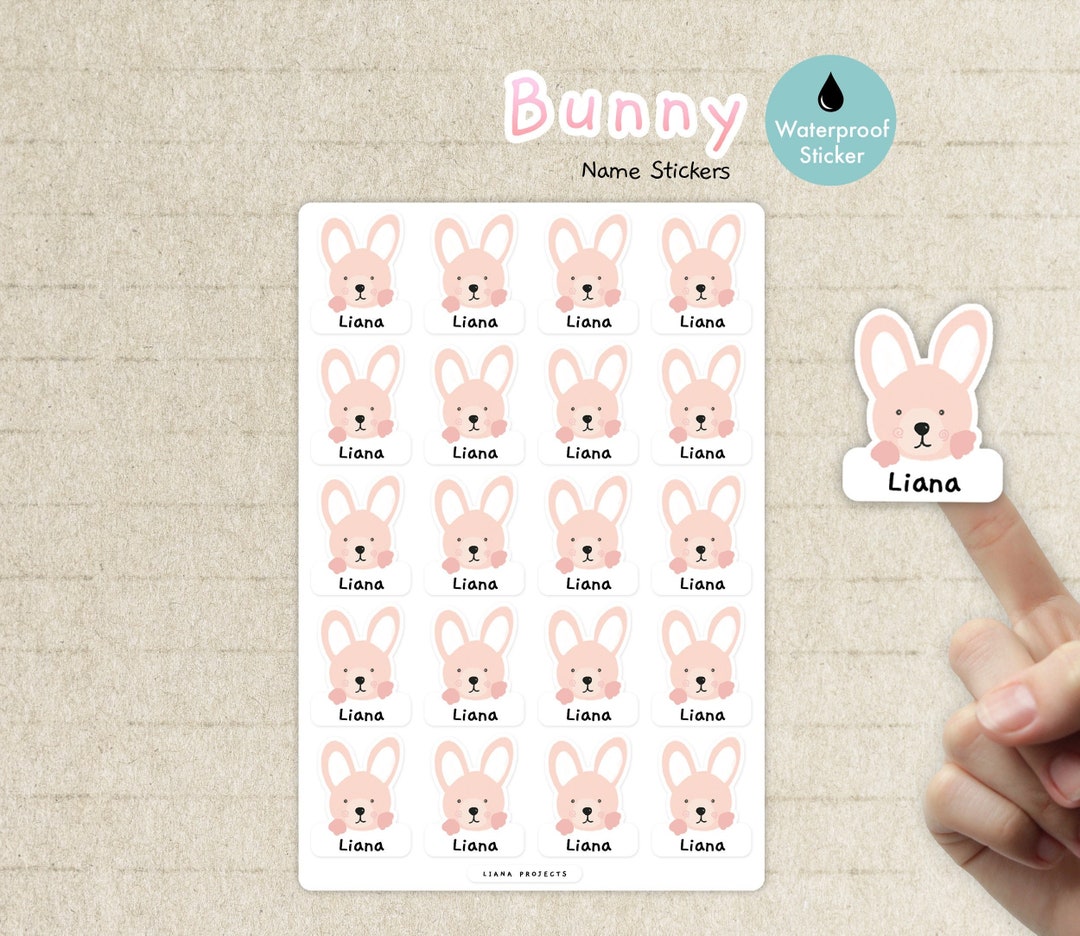 Bunny Name Stickers | 40 Kid's Label Stickers | Daycare Label | School ...