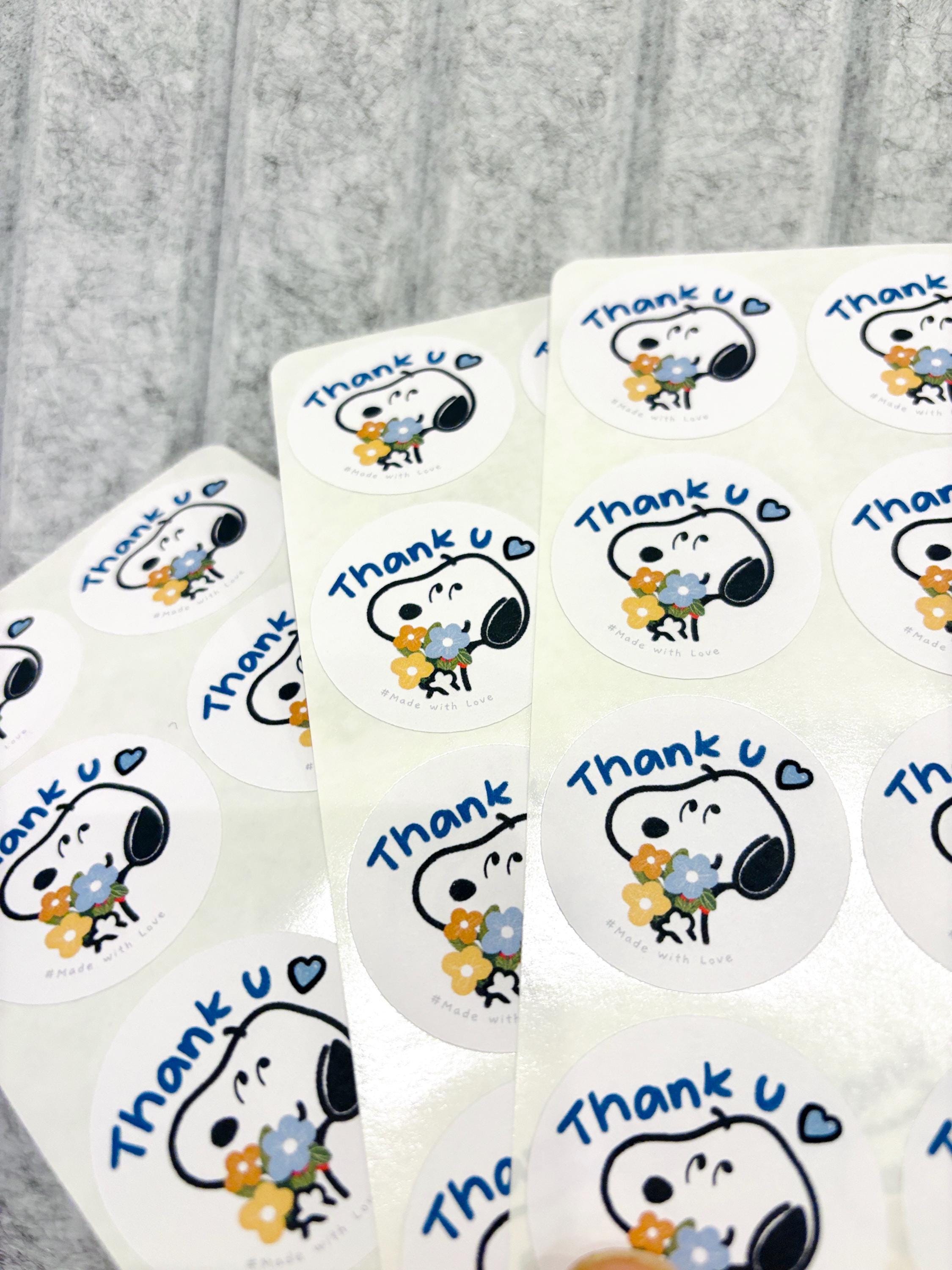 Snoopy Thank You Stickers Circle Sticker Small Business Owner Packing ...